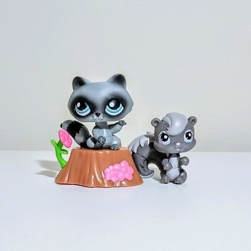 Littlest Pet Shop Squirrel and Raccoon Lot - LPS Tree Stump Accessory ...