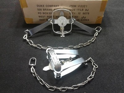 2 Duke #11 Long Spring Double Jaw trap 0321 Trapping Mink Coon Muskrat ...