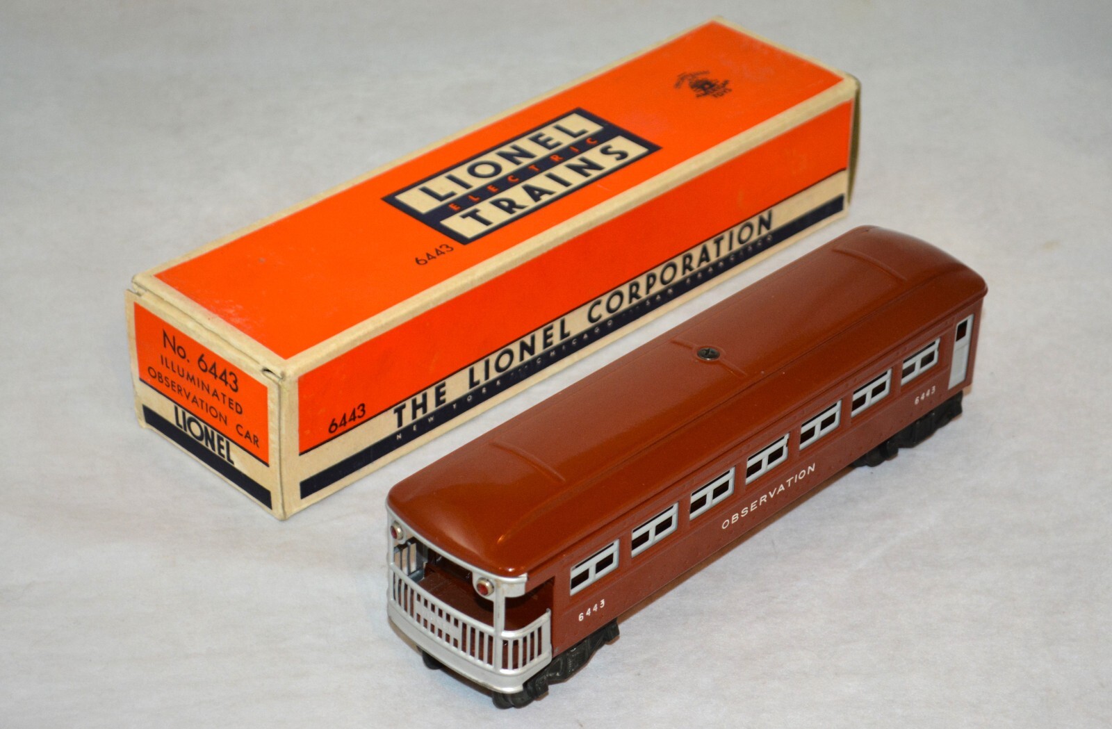 ORIGINAL LIONEL 6443 SEPARATE SALE OBSERVATION CAR IN OB - POSTWAR - NO ...