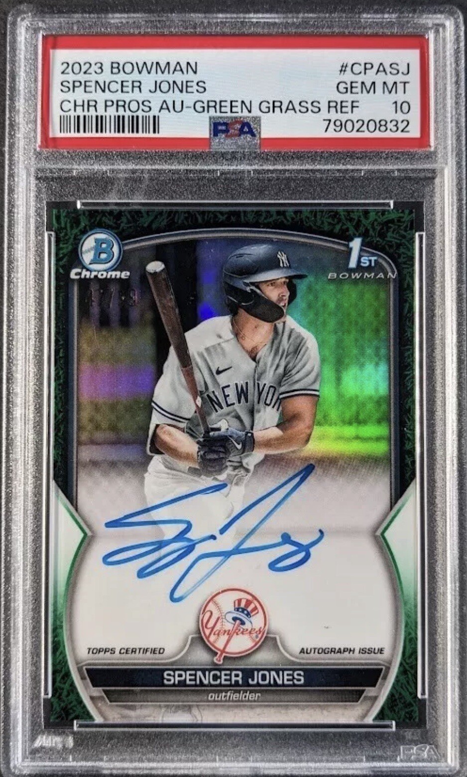 Spencer Jones 2023 Bowman Chrome Autograph Green Grass Refractor /99 ...