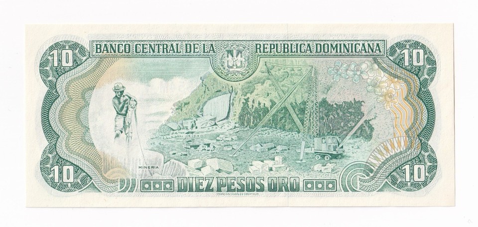 DOMINICAN REPUBLIC-10 PESOS ORO-1998-PICK 153a-SERIAL NUMBER 898976 ...