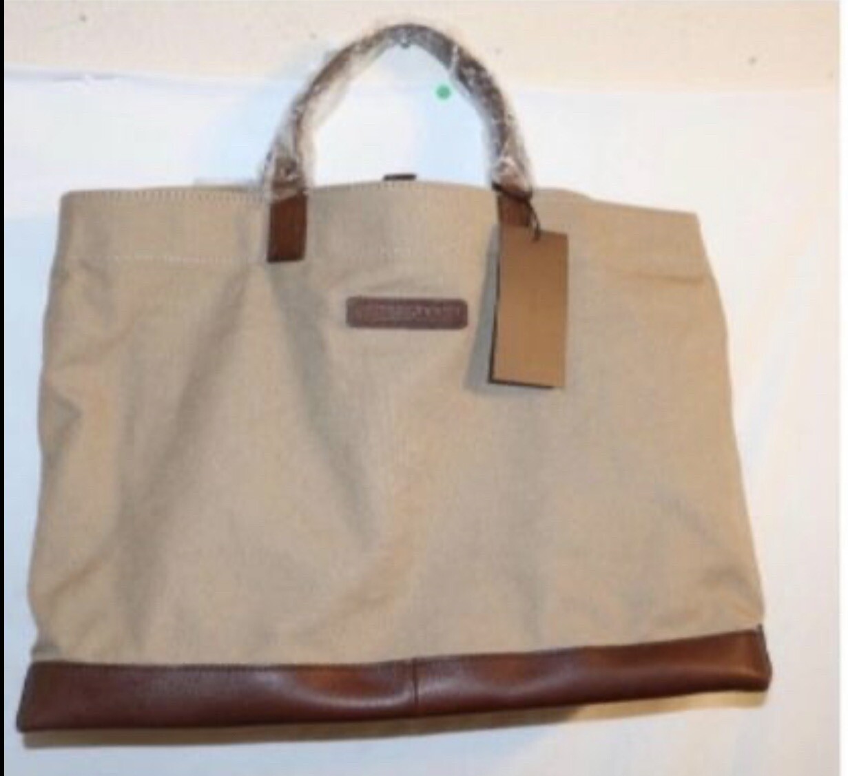 Baekgaard Tan Oliver Metro Tote Bag Canvas Leather NWT - Gem