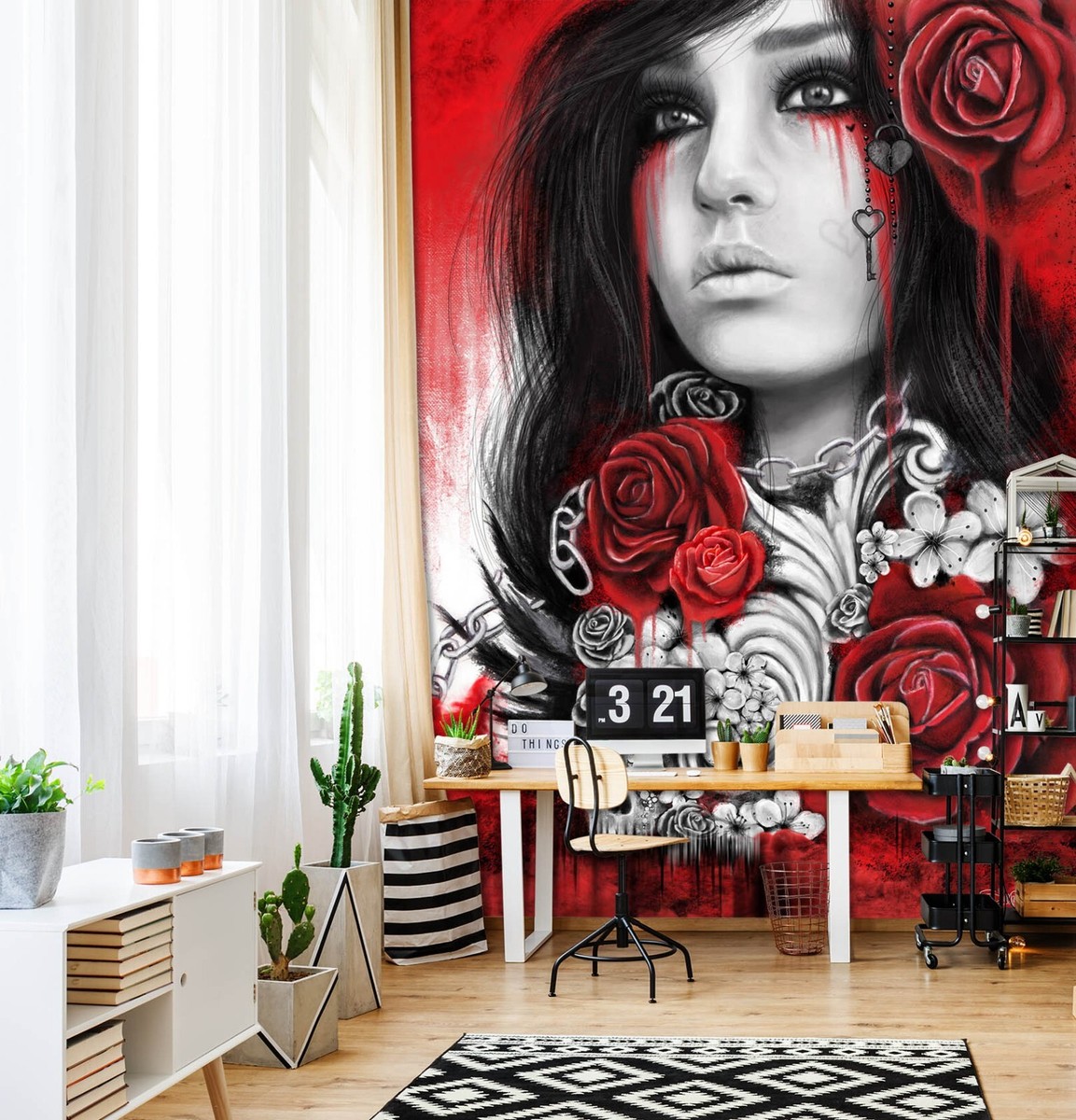 Totenkopf Und Rosen Tapete Hand Tag Des Toten Nahtlose Muster