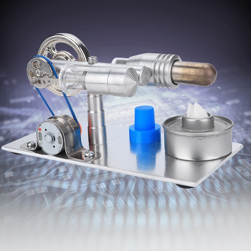 Silver T Shape Hot Air Stirling Engine Micro Generator Mini Steam ...