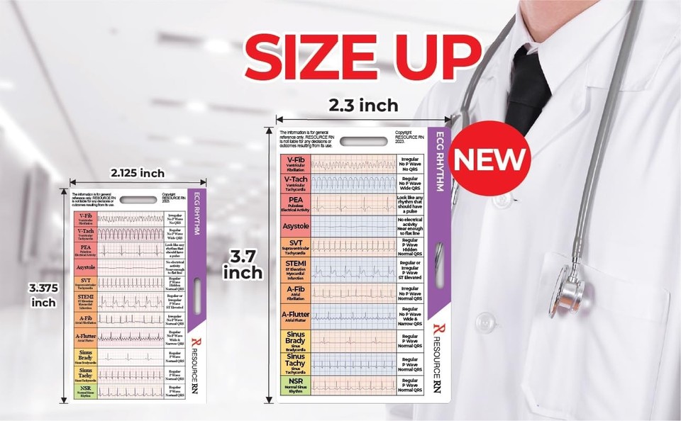 EKG Rhythm Interpretation Badge Card – Quick Reference Guide for ECG ...