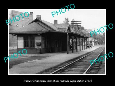 OLD POSTCARD SIZE PHOTO OF WARSAW MINNESOTA RAILROAD DEPOT STATION ...
