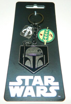 Star Wars Boba Fett Helmet and Logos Enamel Metal Key Chain NEW UNUSED ...
