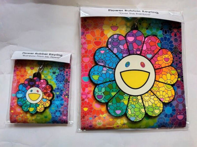 Takashi Murakami Flower Key Ring Rubber Keyring Rainbow prism 2 set ...