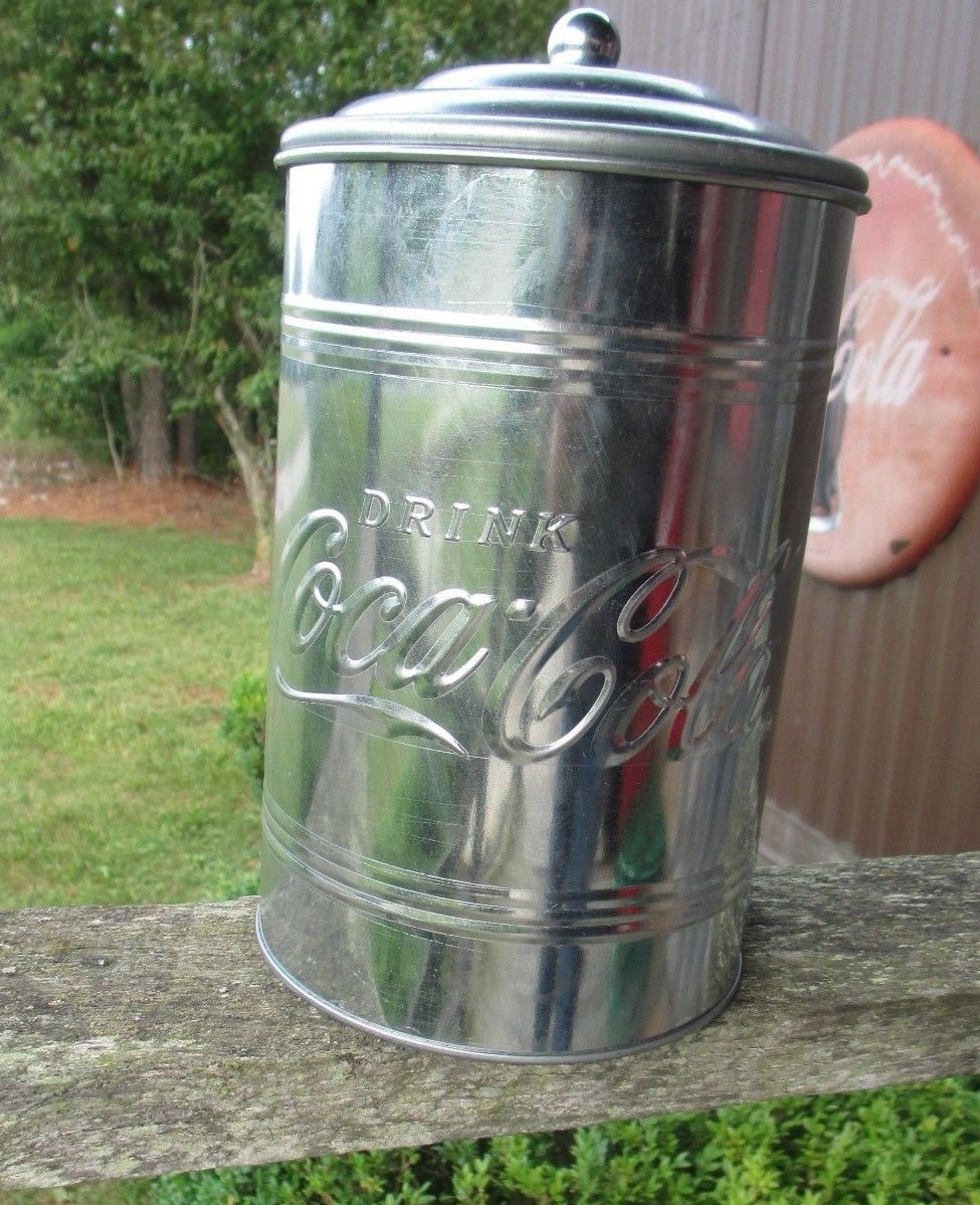 Coca-Cola Large Galvanized Canister Cookie Jar | eBay