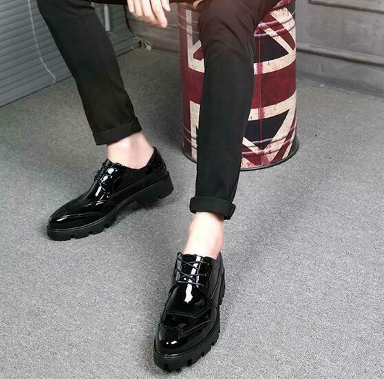 New Mens Creepers British Brogues Lace Up Patent Leather Casual Chic ...