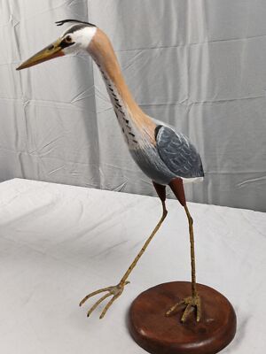 Wonderful Vtg 1985 Heron Bird Decoy Mickie Anderson Leg Out 13.5" Tall ...