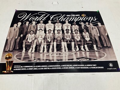 2023 76ERS~SIXERS 40TH ANNIVERSARY 1983 WORD CHAMPIONS POSTER ERVING ...