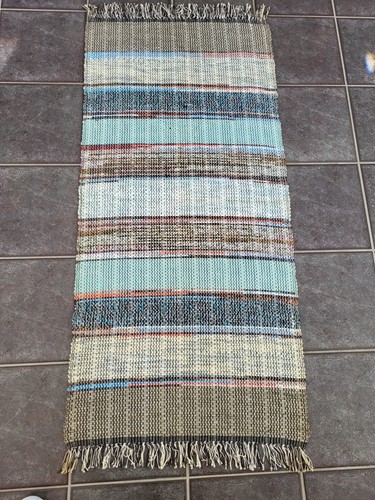 Loom Weaved Country Style Rag Rug Aqua Brown Multi Colored | eBay