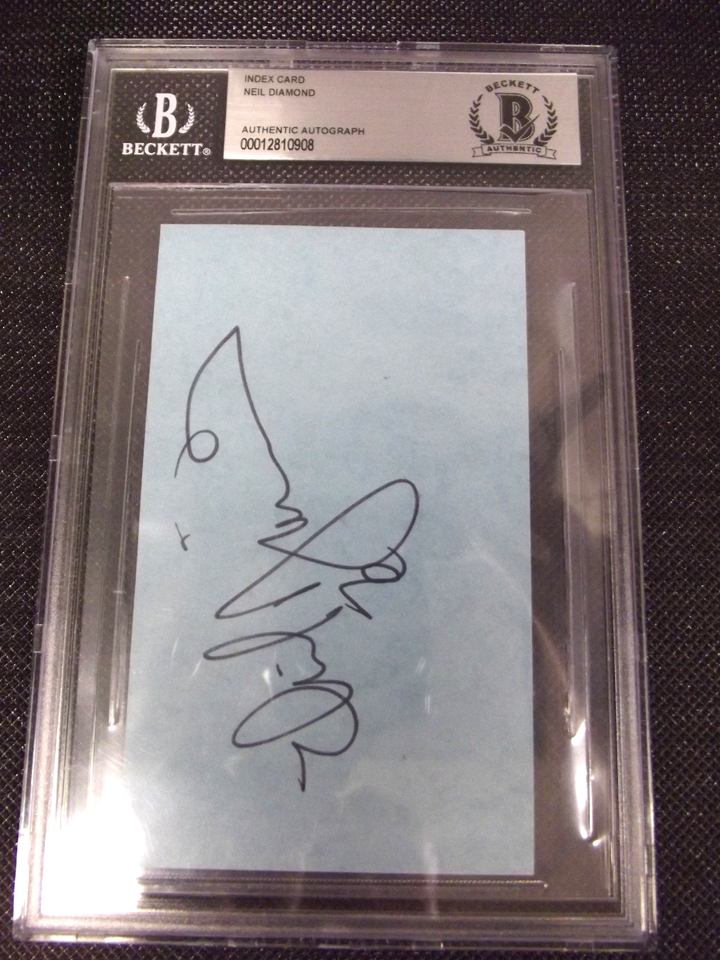 Neil Diamond Signed Autograph Cut Encapsulation Auto Card Beckett LARGE ...