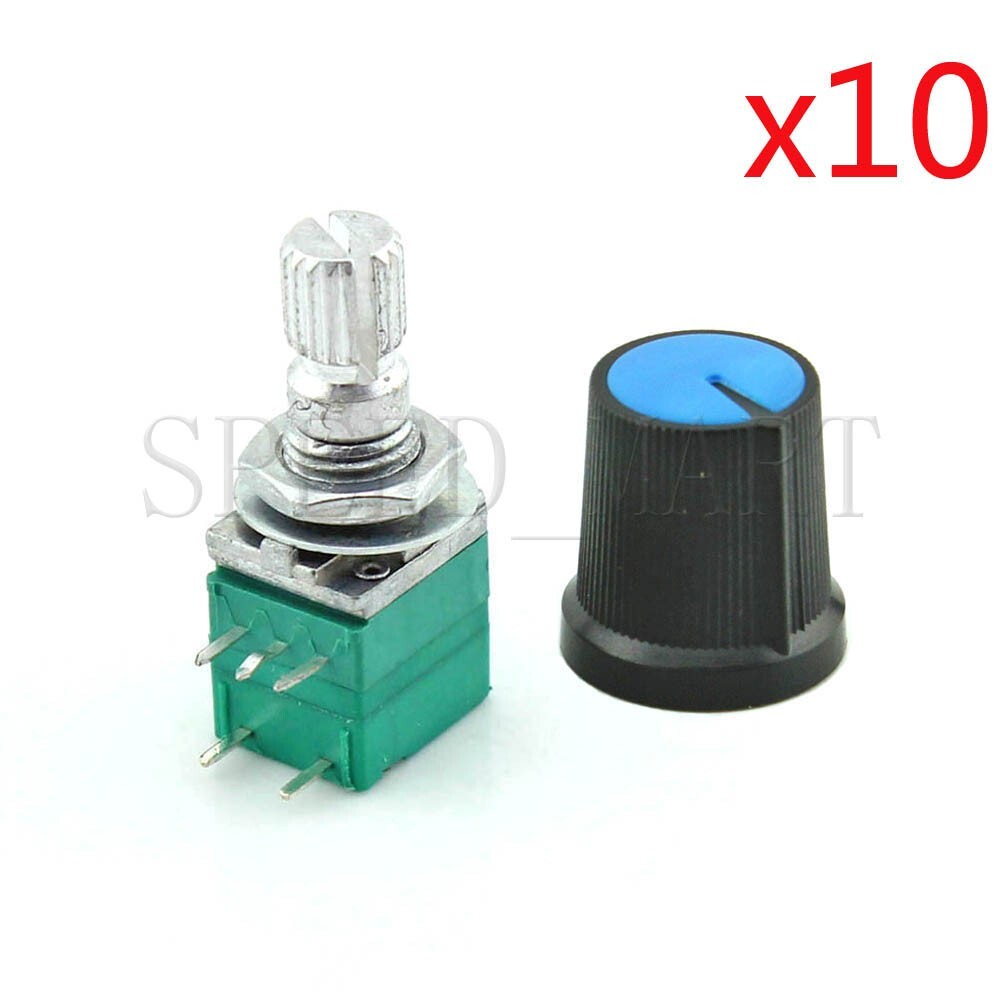 10x B10K Audio Amplifier Sealed Potentiometer with Switch 15mm Shaft 5 ...