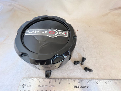 VISION Screw In Gloss Black Wheel Rim Hub Cover Center Cap 8 Lug C398GB ...