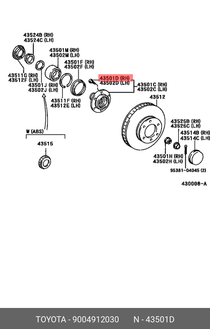 Genuine OE bolt hub for front axle 9004912030 for TOYOTA 90049-12030 ...