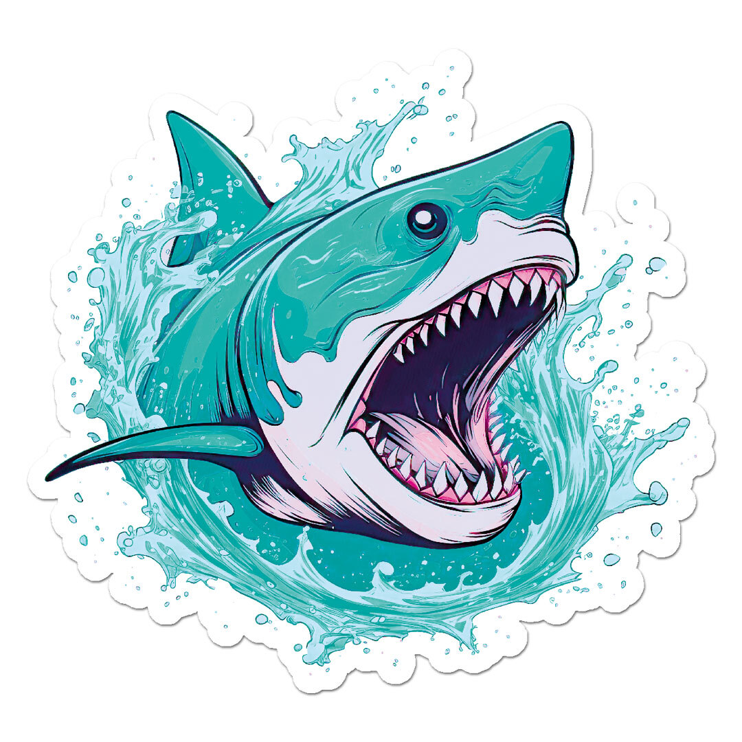Shark Wave Bite Vinyl Decal Sticker - ebn9506 | eBay
