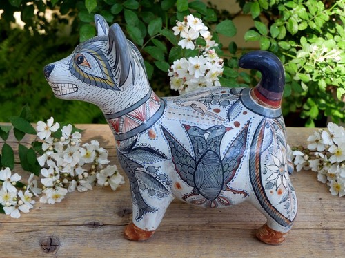 Colima Dog Handmade Two Headed Eagle Birds & Fish Tonalá Clay Mexican ...