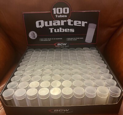 NEW 3 Screw-Top, Round, Clear Plastic Quarter Dollar Storage Tube FREE ...