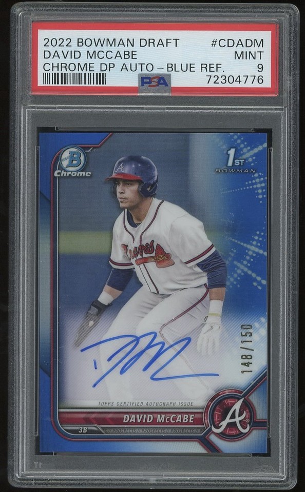 2022 Bowman Chrome Draft David McCabe Auto Blue Refractor /150 PSA 9 ...