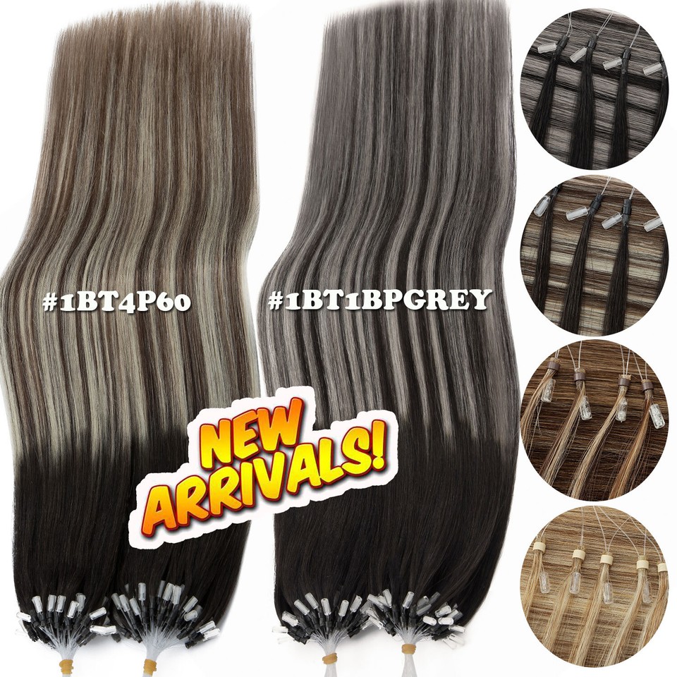 Micro Ring Loop Tip 100% Remy Human Hair Extension Straight Micro Bead ...