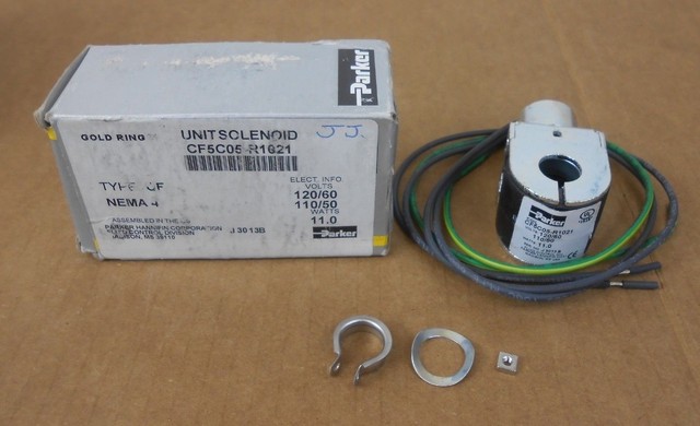 PARKER C05-R1CF5021 SOLENOID VALVE COIL 110-120VAC 50/60HZ 18" WIRE (2 ...