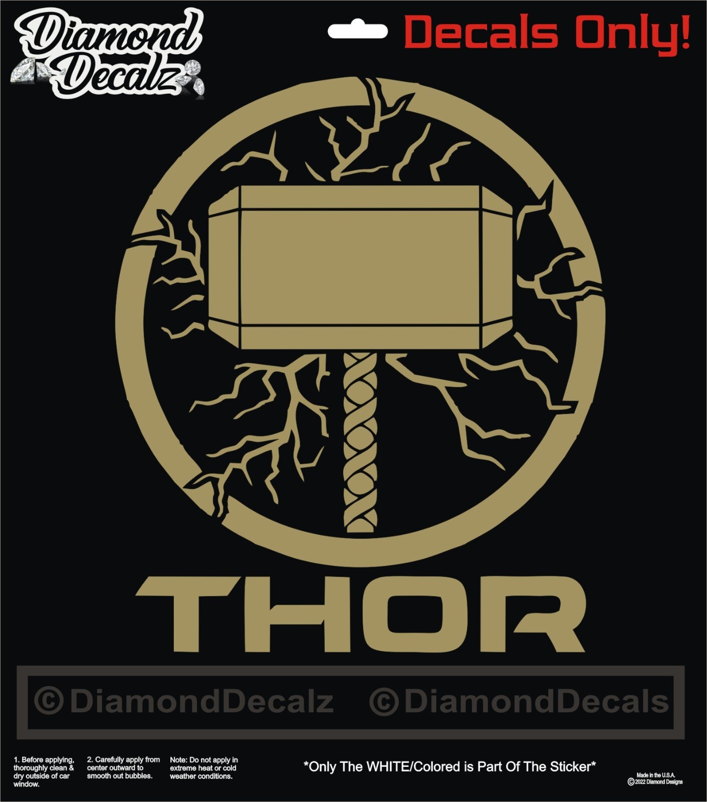 Thor's Hammer Mjolnir Marvel Thor Design Vinyl Decal Sticker Car Window ...