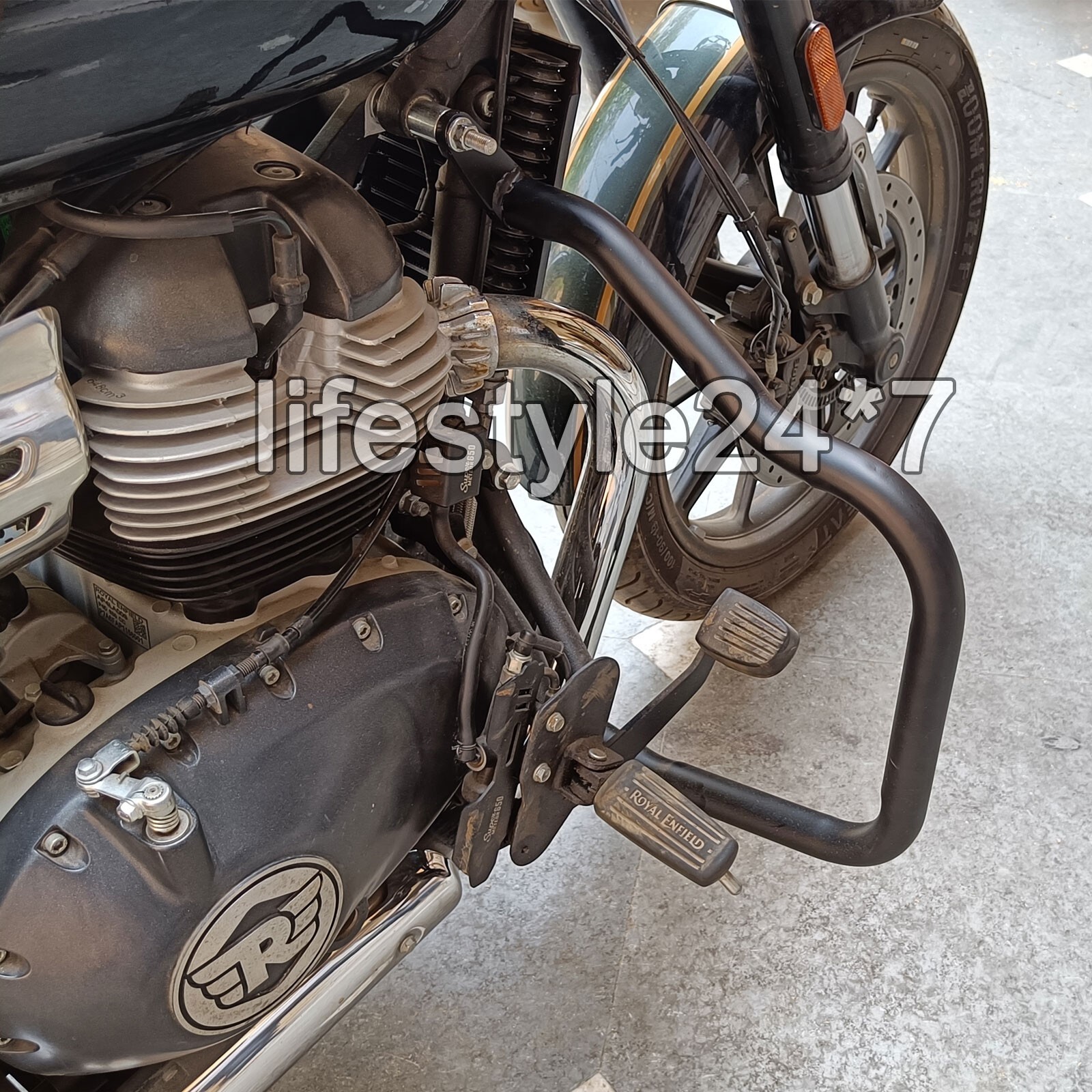 Fit For Royal Enfield "Wadder Large Engine Guard, Black" Super Meteor ...