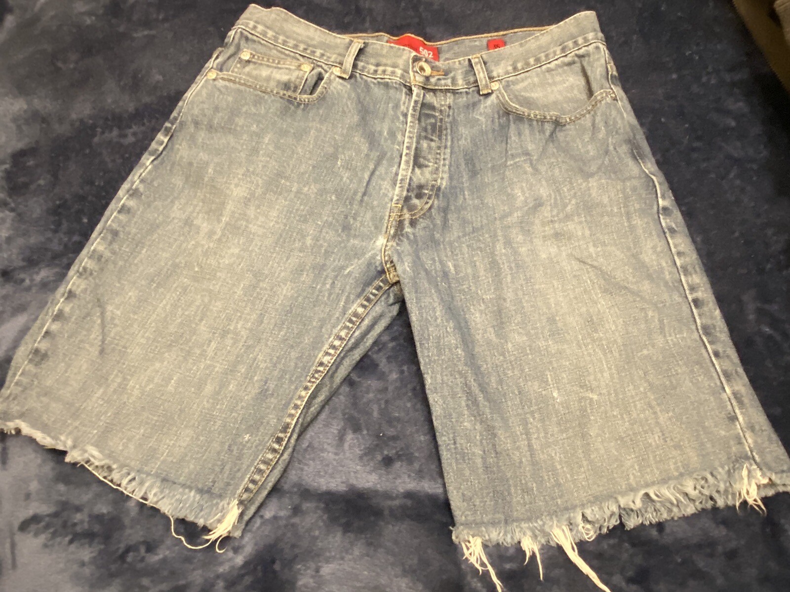 Levis 502 Bootcut Distressed blue cut-off shorts Size… - Gem