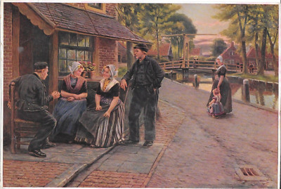 H. Houben Antwerpen Signed Print Dutch People Bridge Water Cottages 10 ...