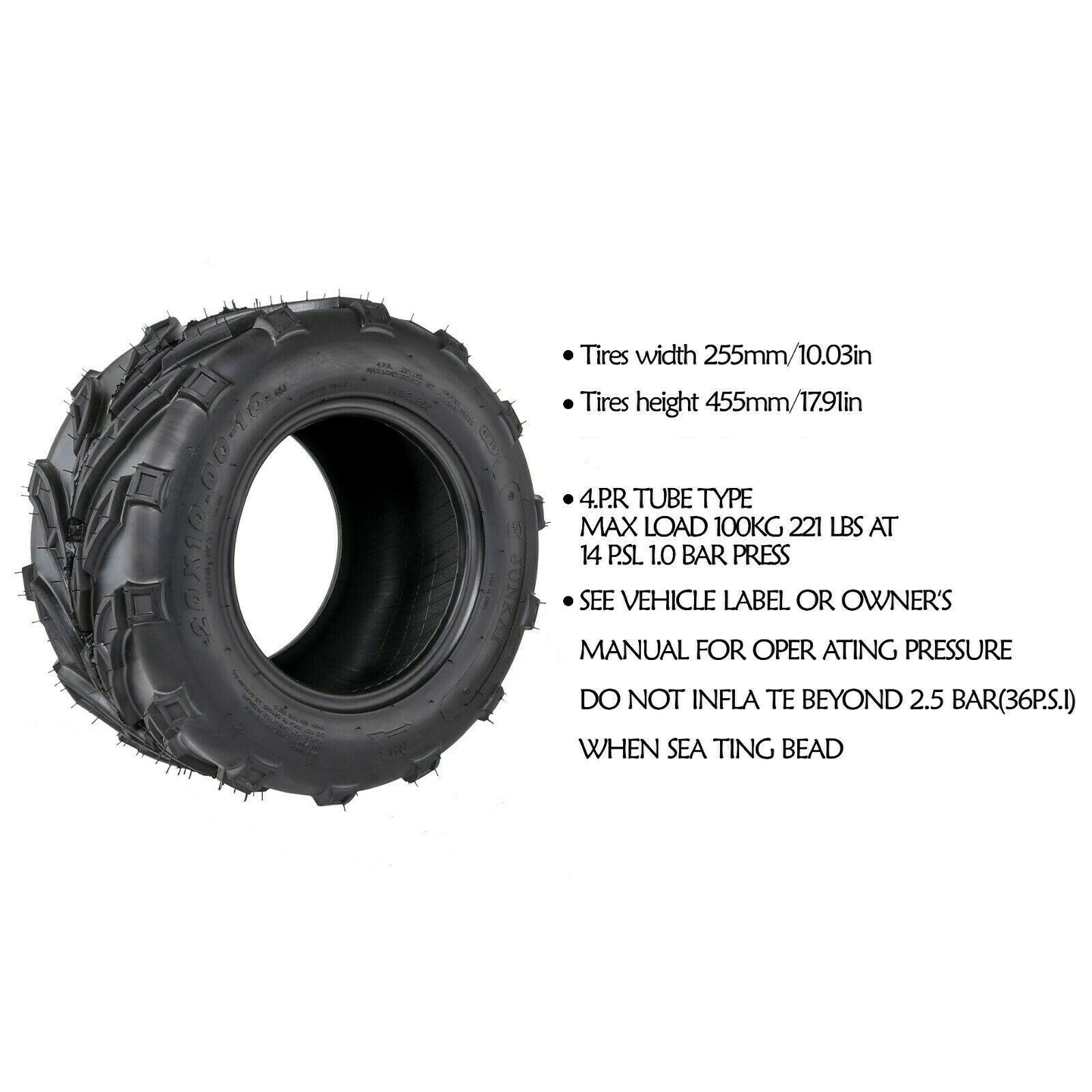 10" inch 20X10.00-10 Tyre Tire 20X10-10 20x10x10 for ATV Go kart Quad ...