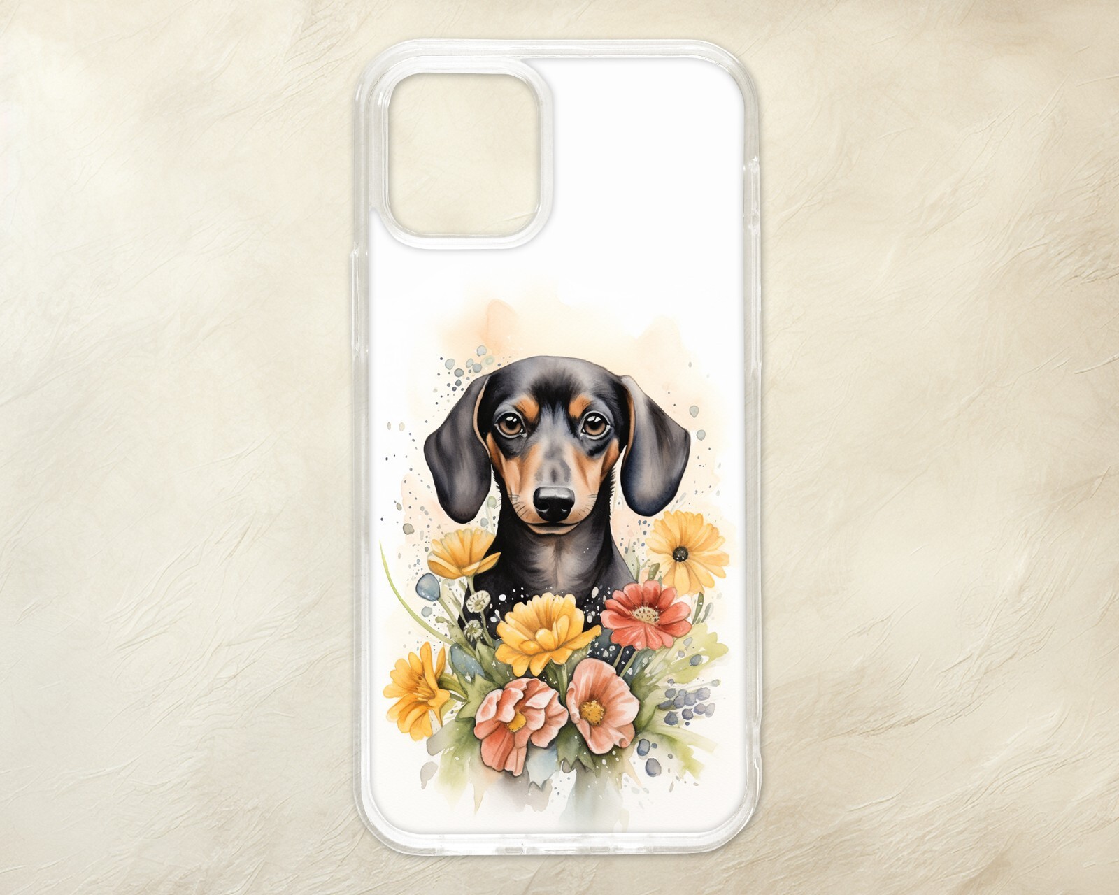 Water Sausage Dog With Flowers Floral Cute Phone Case iPhone Samsung ...