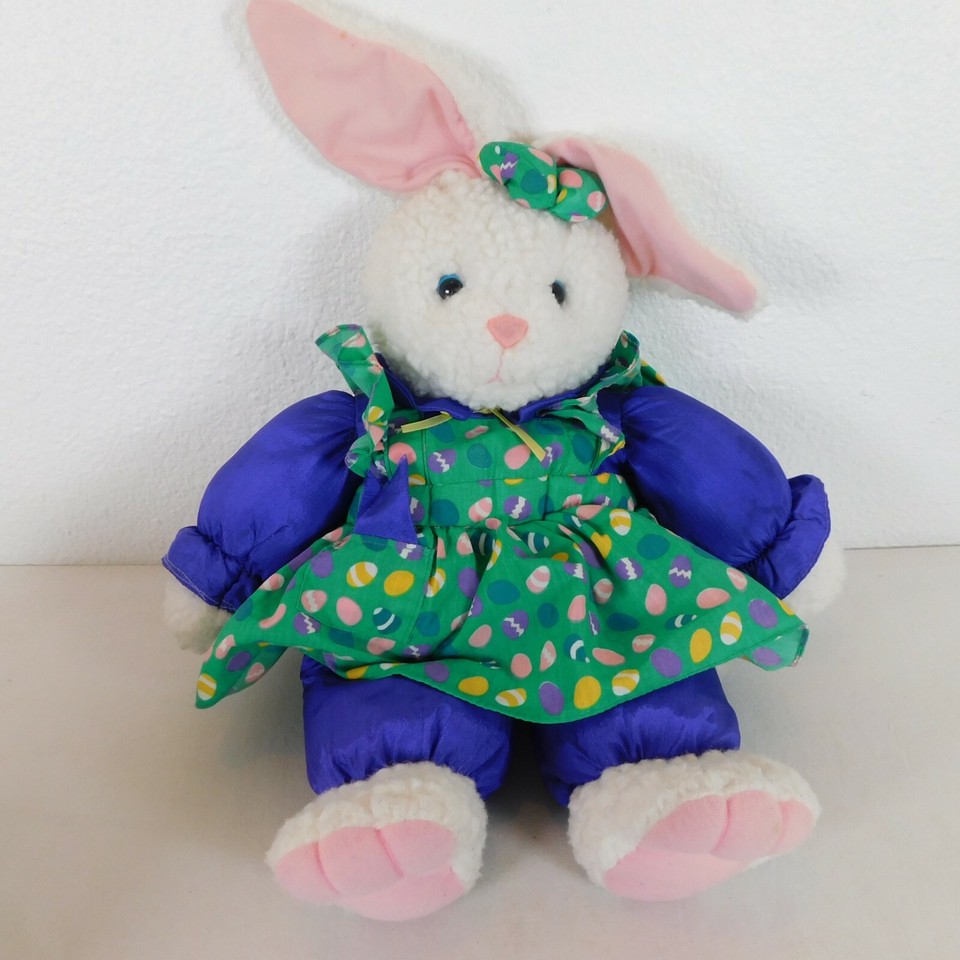 2 International Silver Part Nylon Bunny Rabbit Stuffed Animal Plush ...