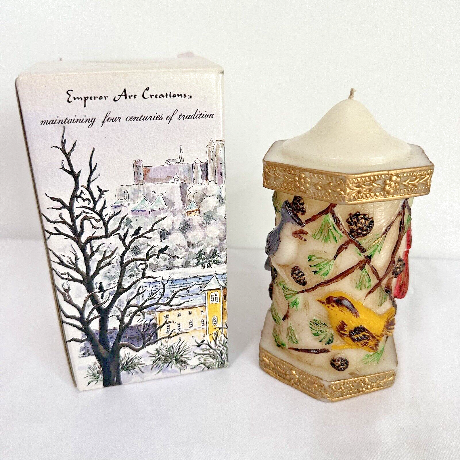 Vintage Sculpted Raised Wax Candle "Songbirds" Emperor 6” Tall 1986 ...