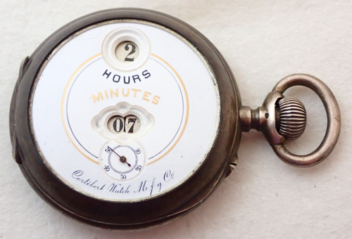 ANTIQUE SWISS CORTEBERT DIGITAL JUMPING HOUR GERMAN SILVER POCKET WATCH ...