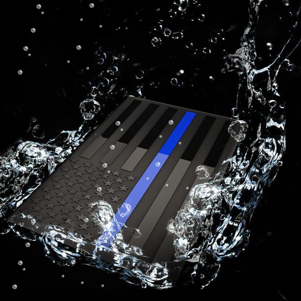 Embossed 3D Metal Thin Blue Line All Black American Flag Emblem Decal ...