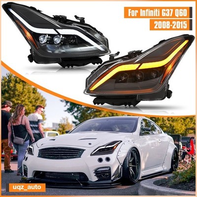 2PCS LED Headlights For 2008-2015 Infiniti G37 Q60 Coupe Front Lamps ...