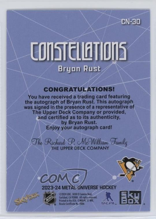 2023-24 Skybox Metal Universe Constellations Auto Bryan Rust #CN-30 ...