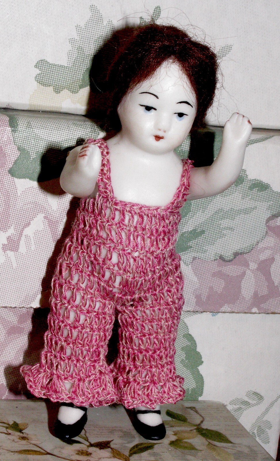 Antique Doll Romper Pantaloons for 3.5" BISQUE Picolette, Rose Pink | eBay