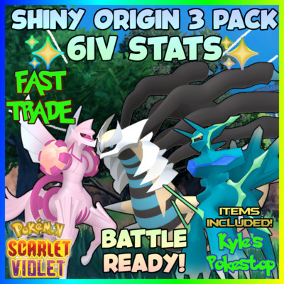 6IV SHINY ORIGIN PALKIA + DIALGA + GIRATINA POKEMON SCARLET & VIOLET EV ...