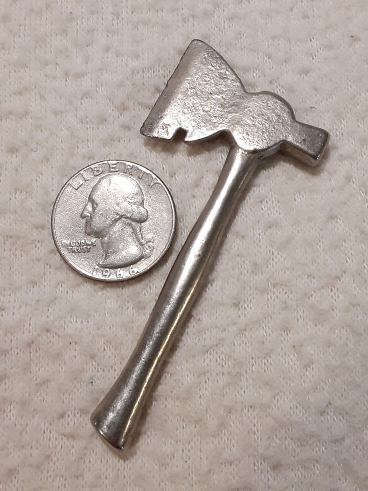Vintage cigar box opener mini silver tone toy carpentry axe hatchet ...