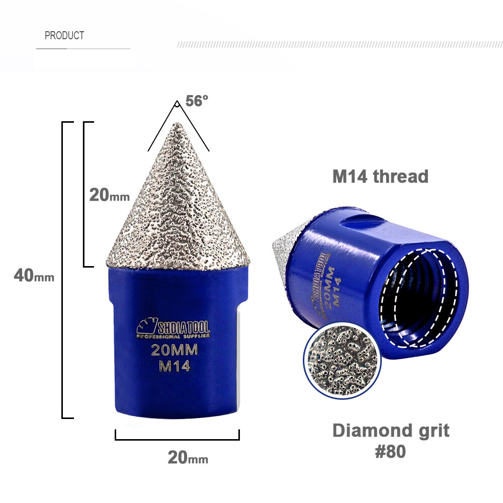 SHDIATOOL Diamond Chamfer Bit Milling Cone Bits Tile Porcelain Beveling ...