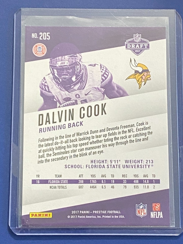 🏈 2017 Panini Prestige Football Rookie Card #205 Dalvin COOK 🏈 | eBay