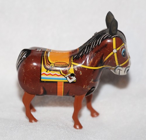 Antique Wind-up Clockwork Litho Tin Toy - Yone #2090 Donkey Mule Japan ...