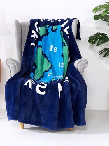 NWT LIFE IS GOOD OVERSIZED FLEECE THROW BLANKET "THE WORLS NEEDS MORE ...