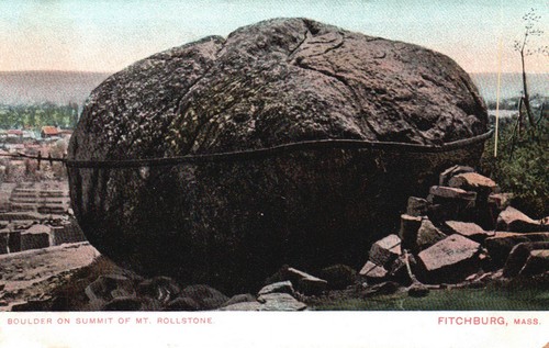 Postcard MA Fitchburg Boulder Summit of Mt Rollstone UDB Vintage PC ...