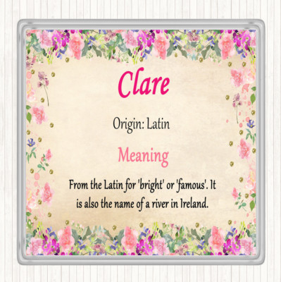 Clare Name Meaning Drinks Mat Coaster Floral | eBay