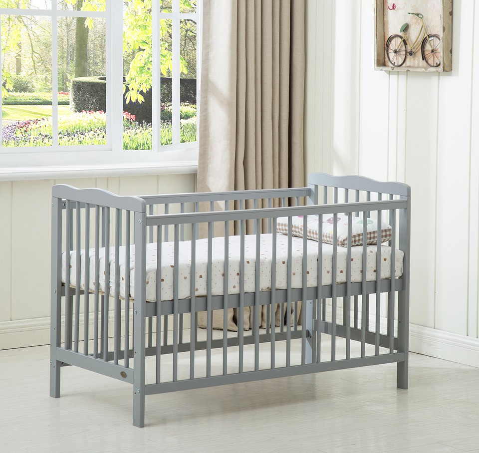 MCC® Grey Brooklyn Baby Cot Crib with Water repellent Mattress ...