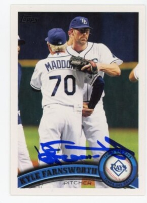SIGNED BASEBALL CARD AUTO 2011 TOPPS KYLE FARNSWORTH TAMPA BAY TB RAYS ...